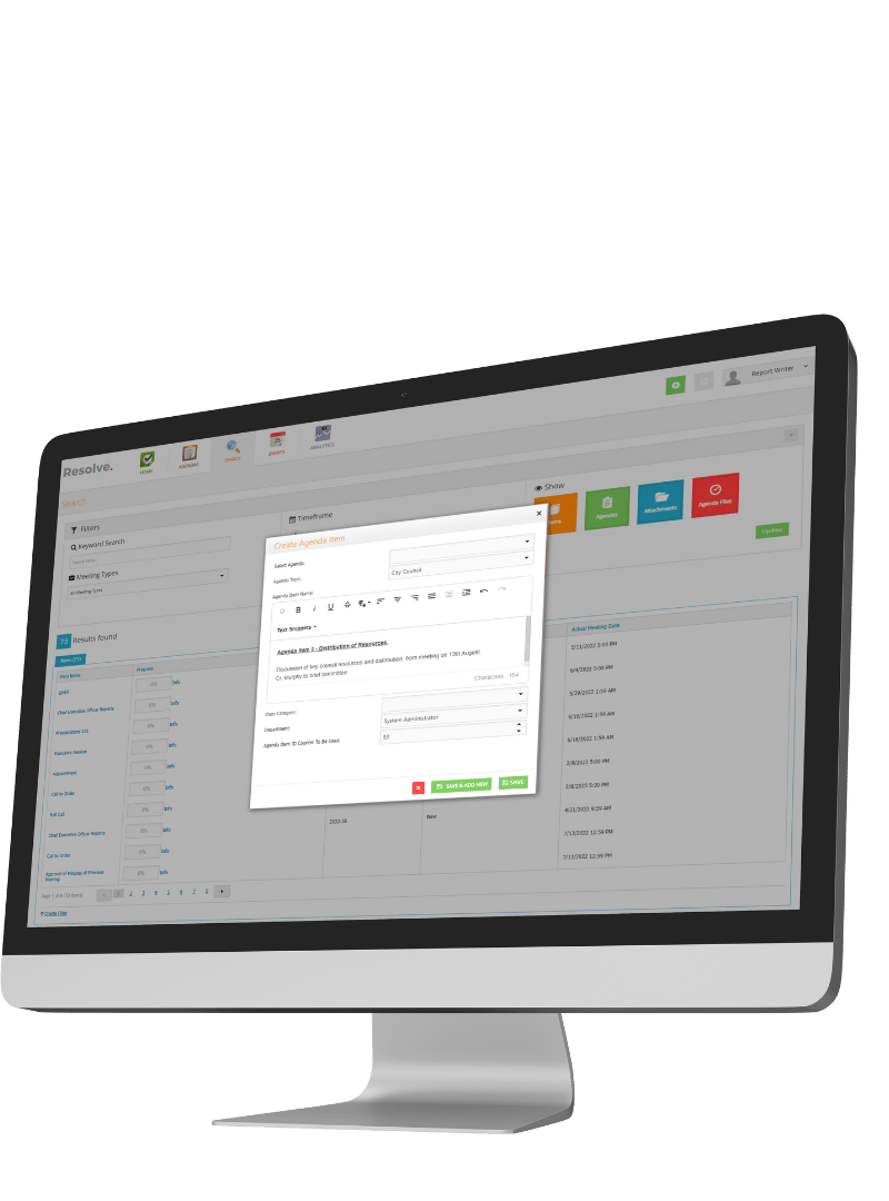 Resolve Council Meeting Management Software Overview