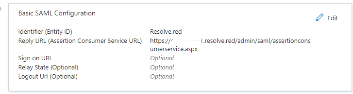 Resolve - Azure Single Sign On Setup