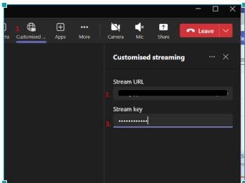 Teams Streaming using the (TEAMS)Customised streaming app